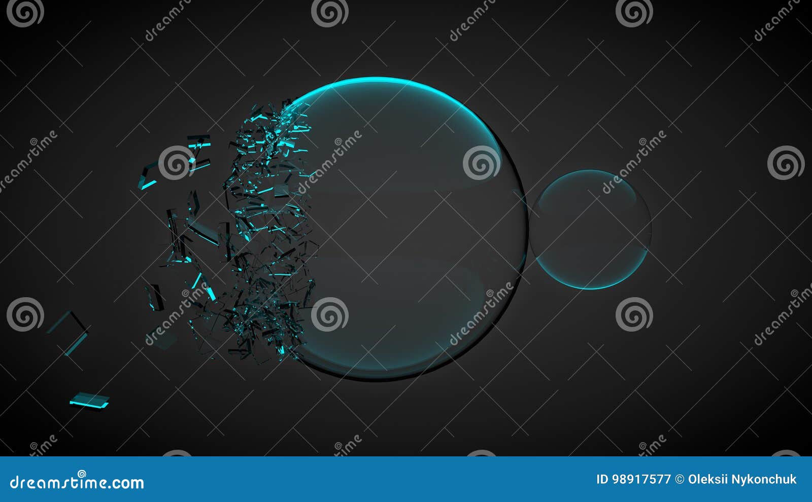 Two Balls, One of Them Broken, with Splinters. with Blue Light Stock ...