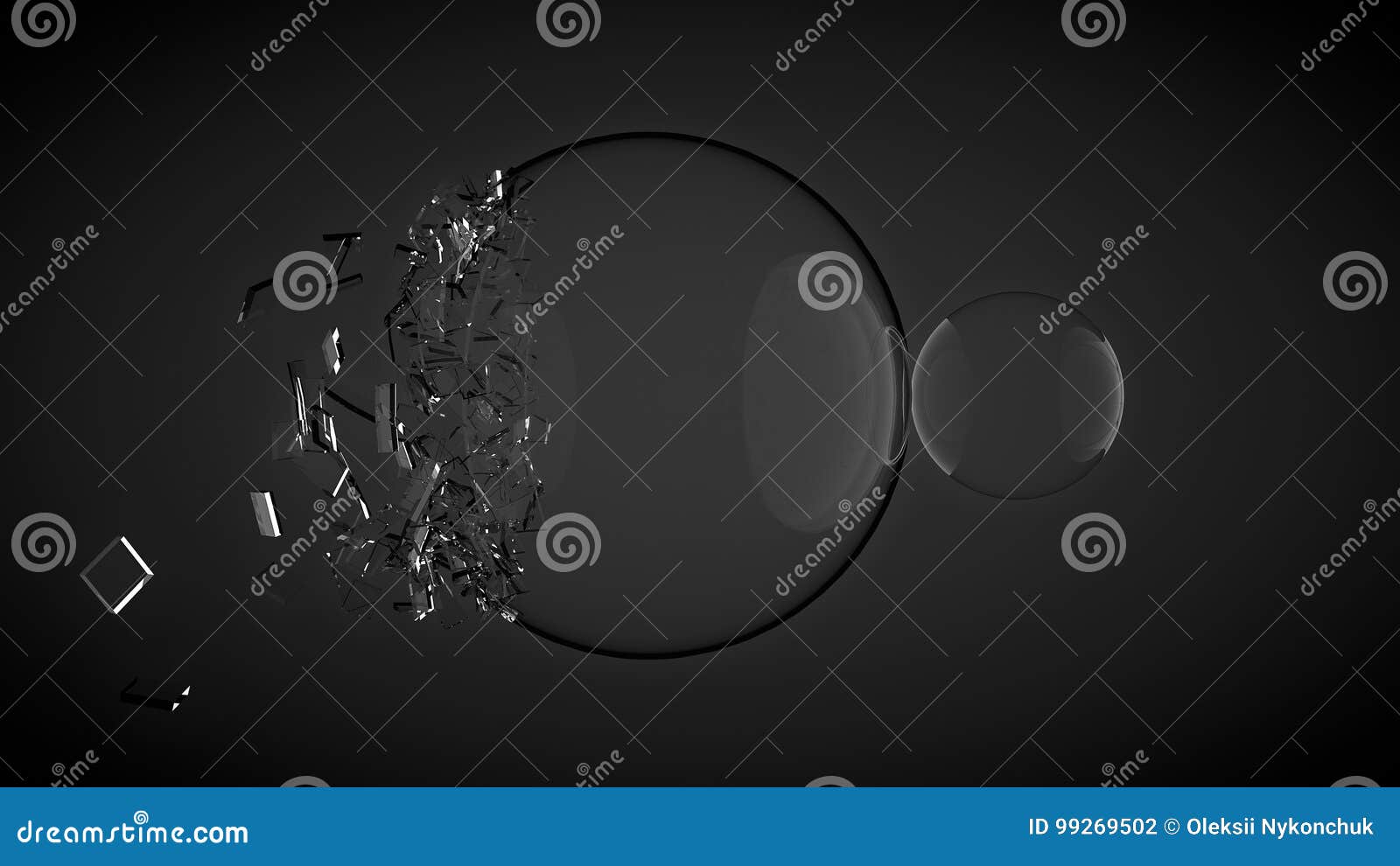 Two Balls, One of Them Broken, with Splinters. 3D Render Stock ...