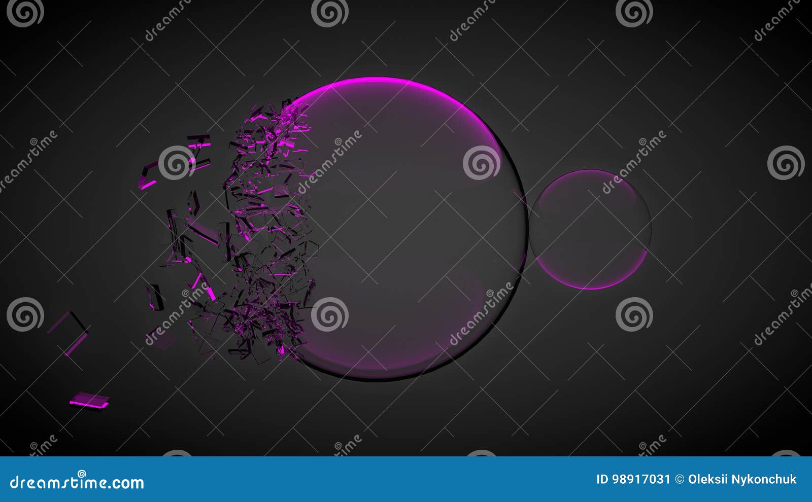 Two Balls, One of Them Broken, with Splinters. with Red Light Stock ...