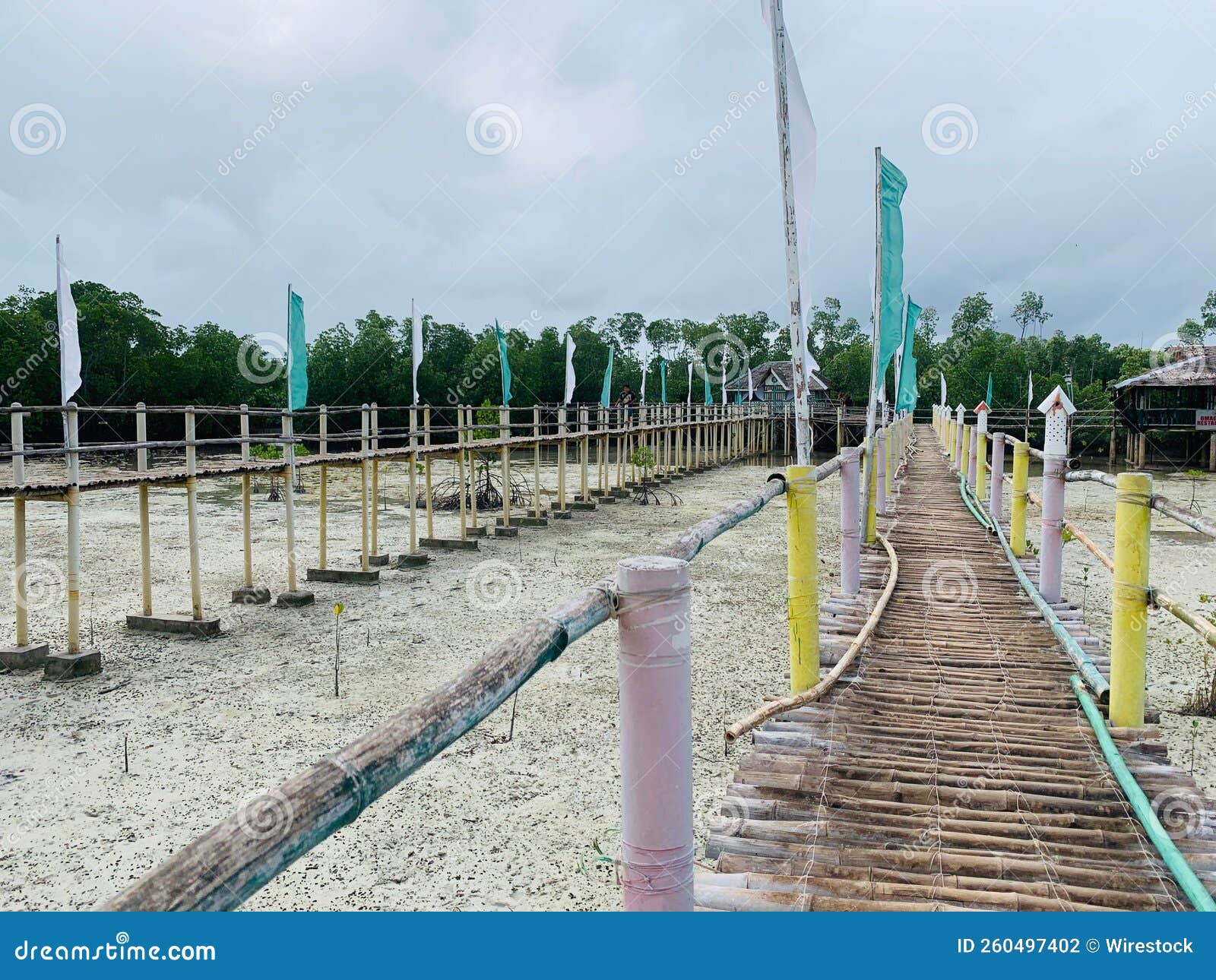 Two Bamboo Bridges Over a Sandy Beach in Bantayan Island, Philippines ...