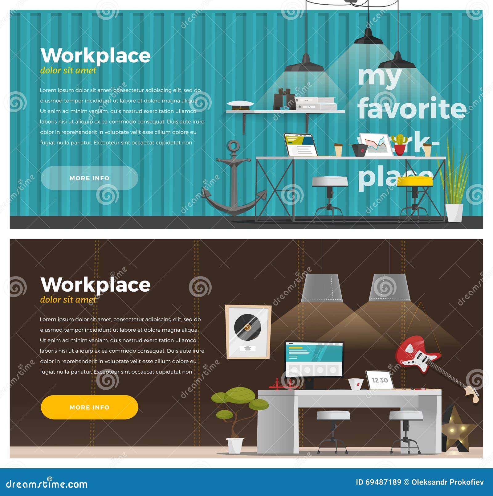 Two banner for web design stock vector. Illustration of furniture ...