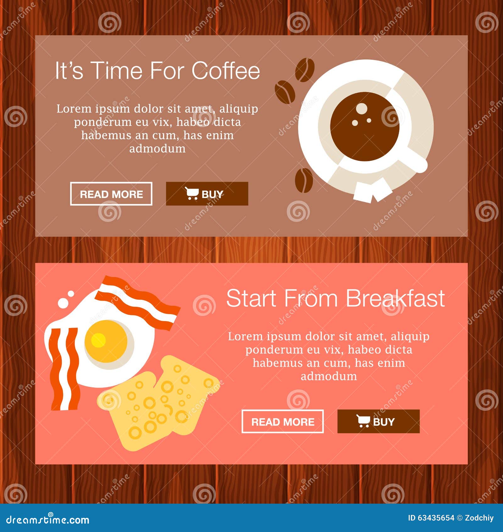 Two Banners for Breakfast Advertisement Stock Vector - Illustration of ...