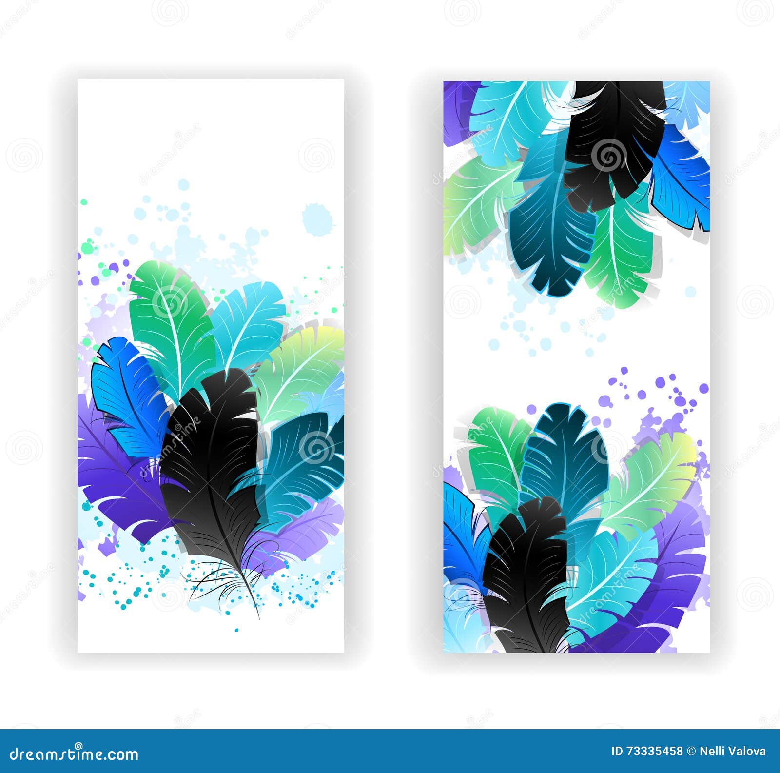 Two Banners with Bright Feathers Stock Vector - Illustration of ...