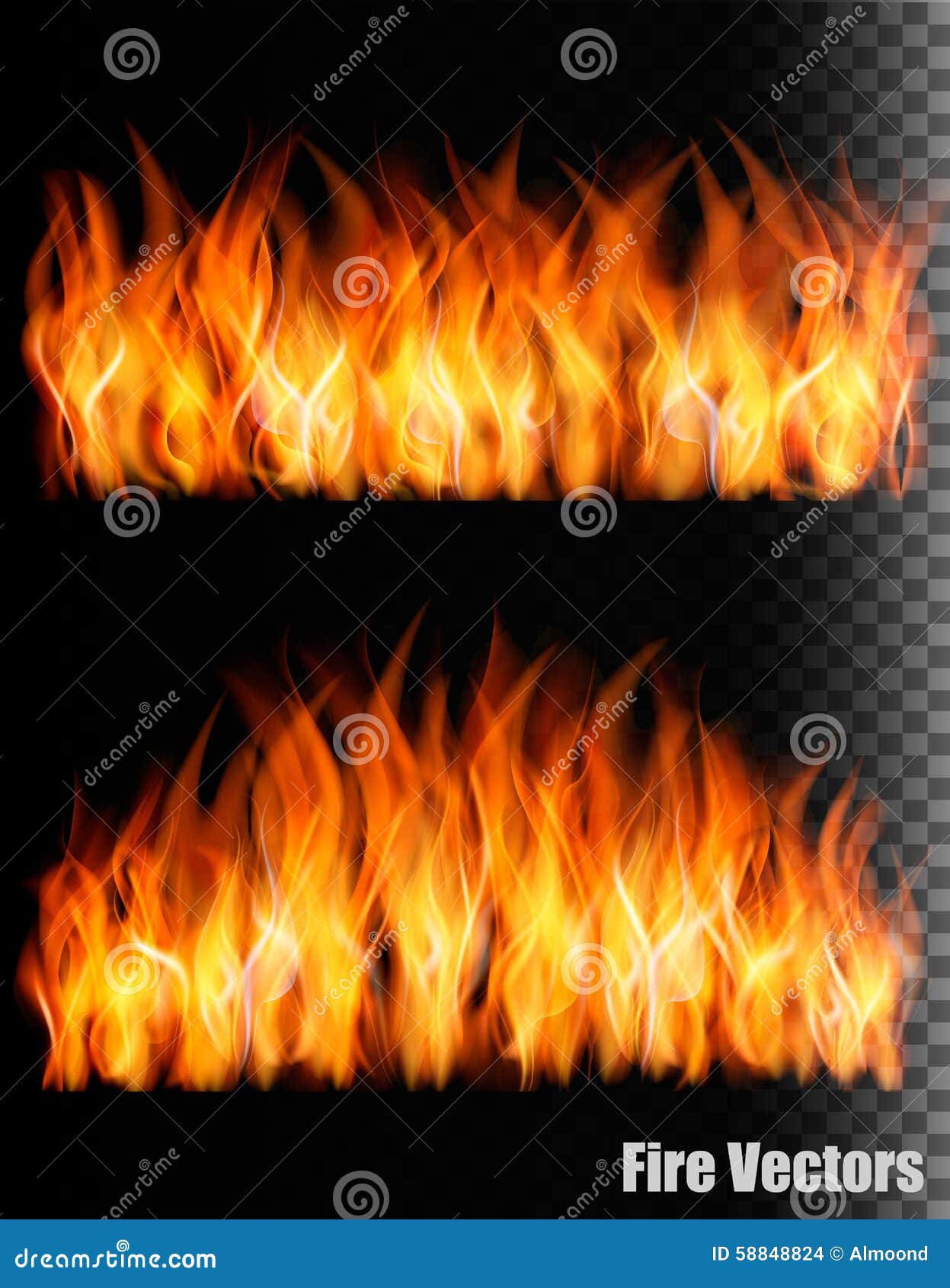 Two Banners with Fire on Black Background. Stock Vector - Illustration ...