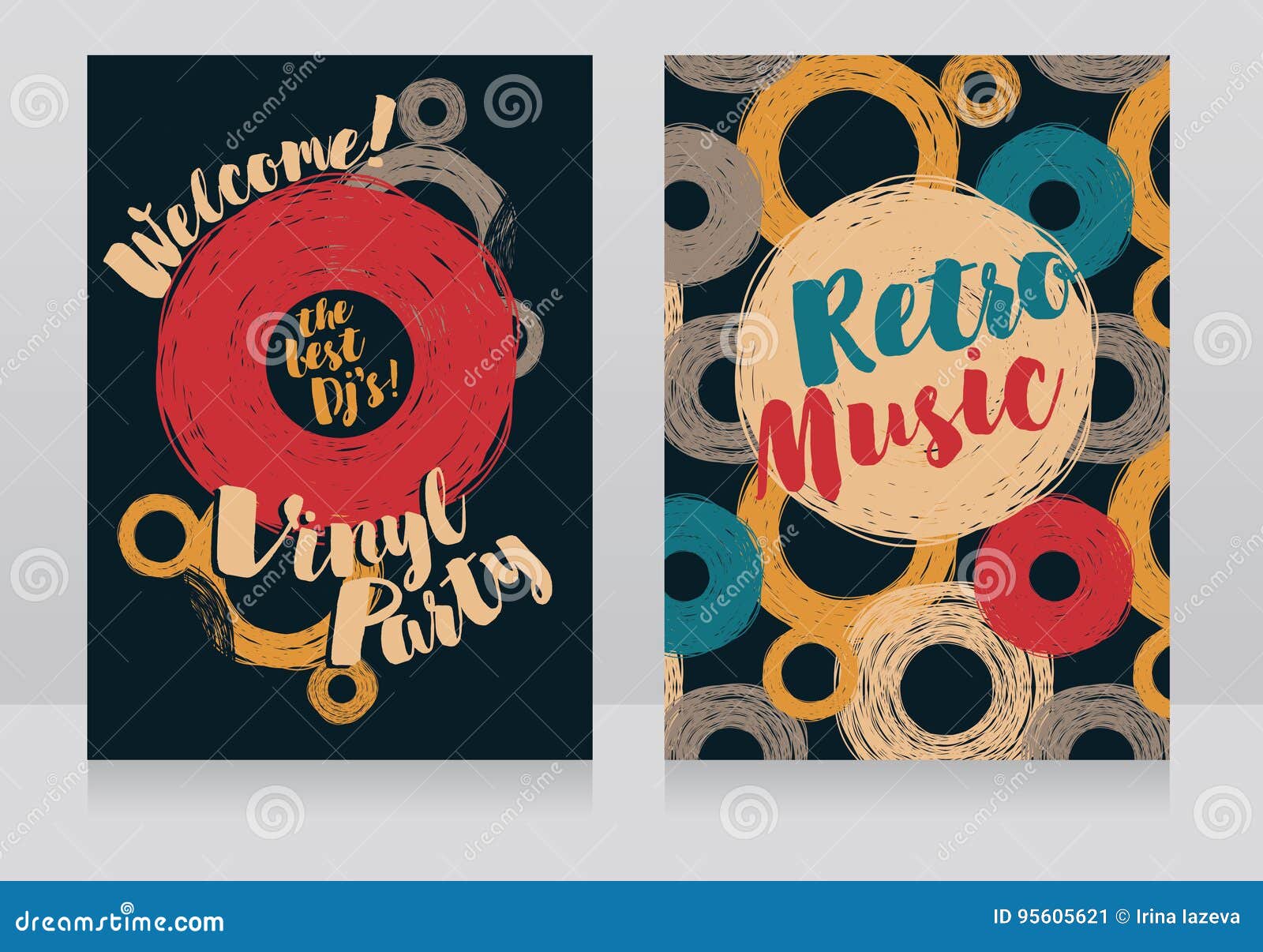 Two Banners for Retro Vinyl Party Stock Vector - Illustration of card ...