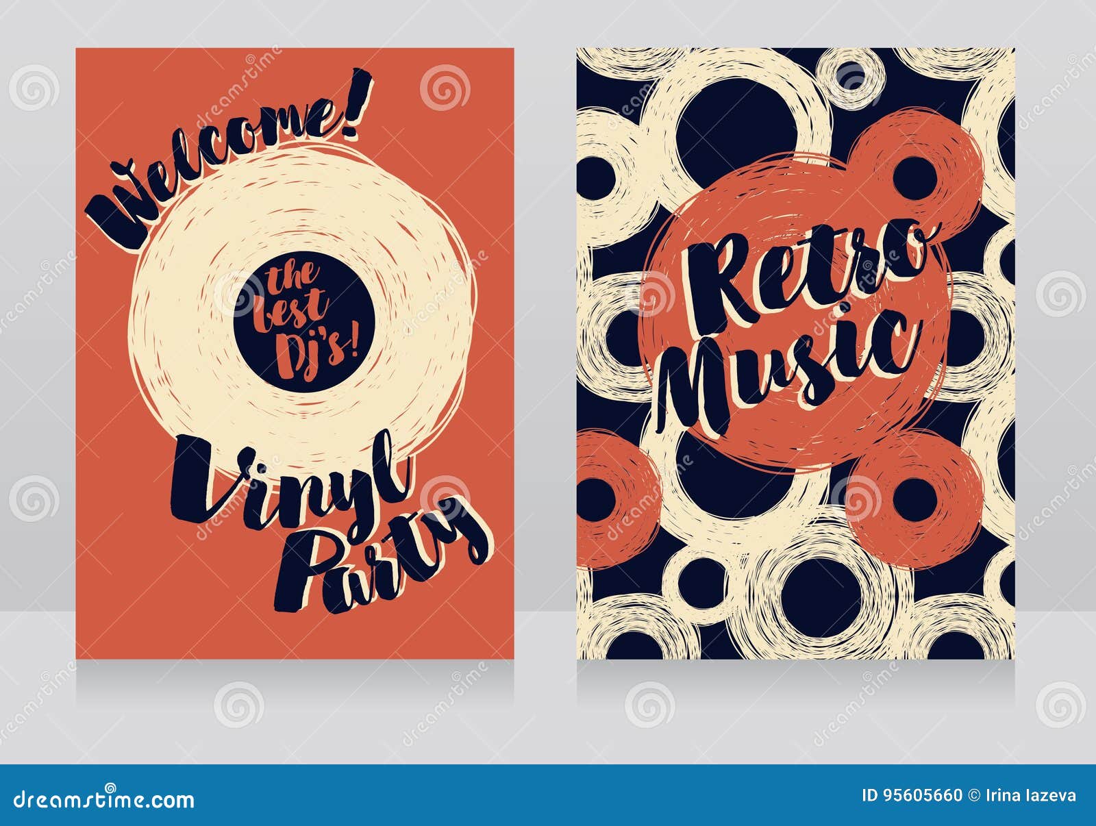 Two Banners for Retro Vinyl Party Stock Vector - Illustration of night ...