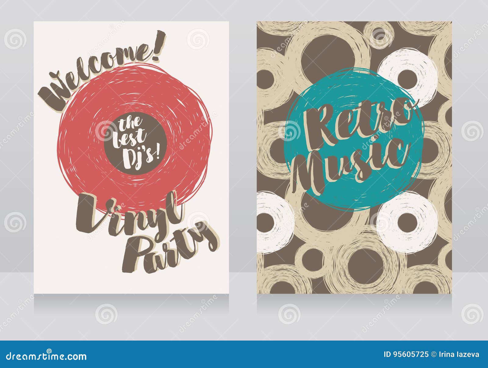 Two Banners for Retro Vinyl Party Stock Vector - Illustration of night ...