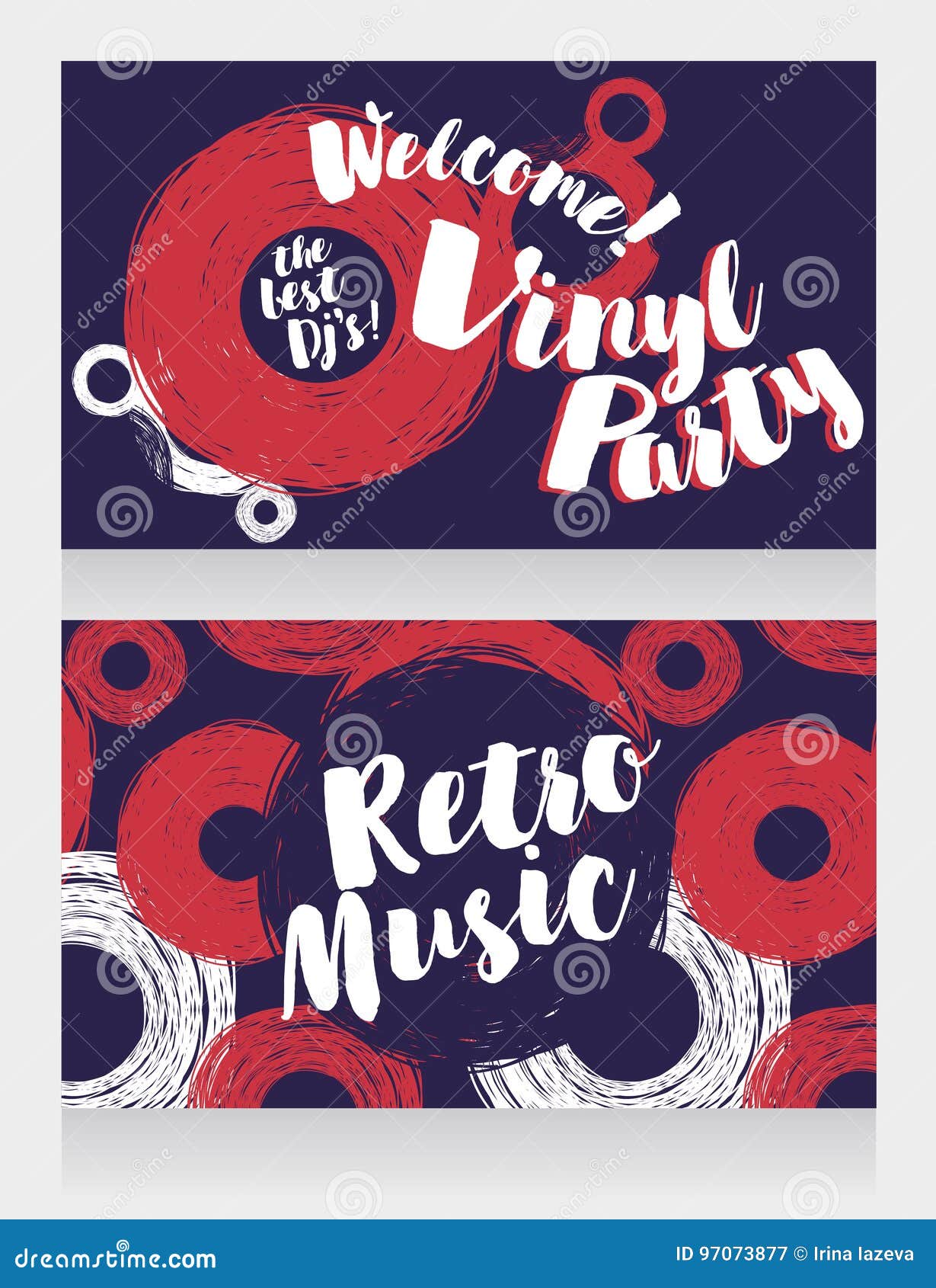 Two Banners for Retro Vinyl Party Stock Vector - Illustration of event ...
