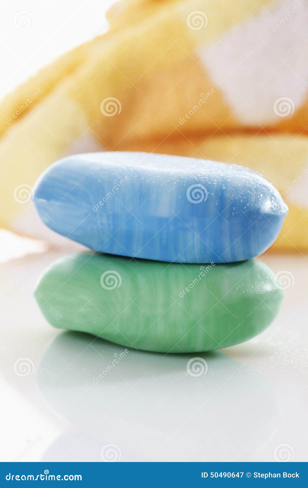 Two bar of soaps and towel stock image. Image of clean - 50490647