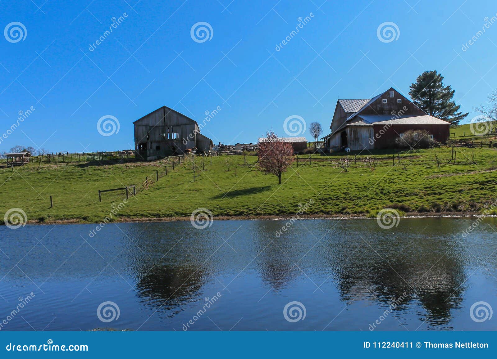 Two barns on the hill stock image. Image of america - 112240411