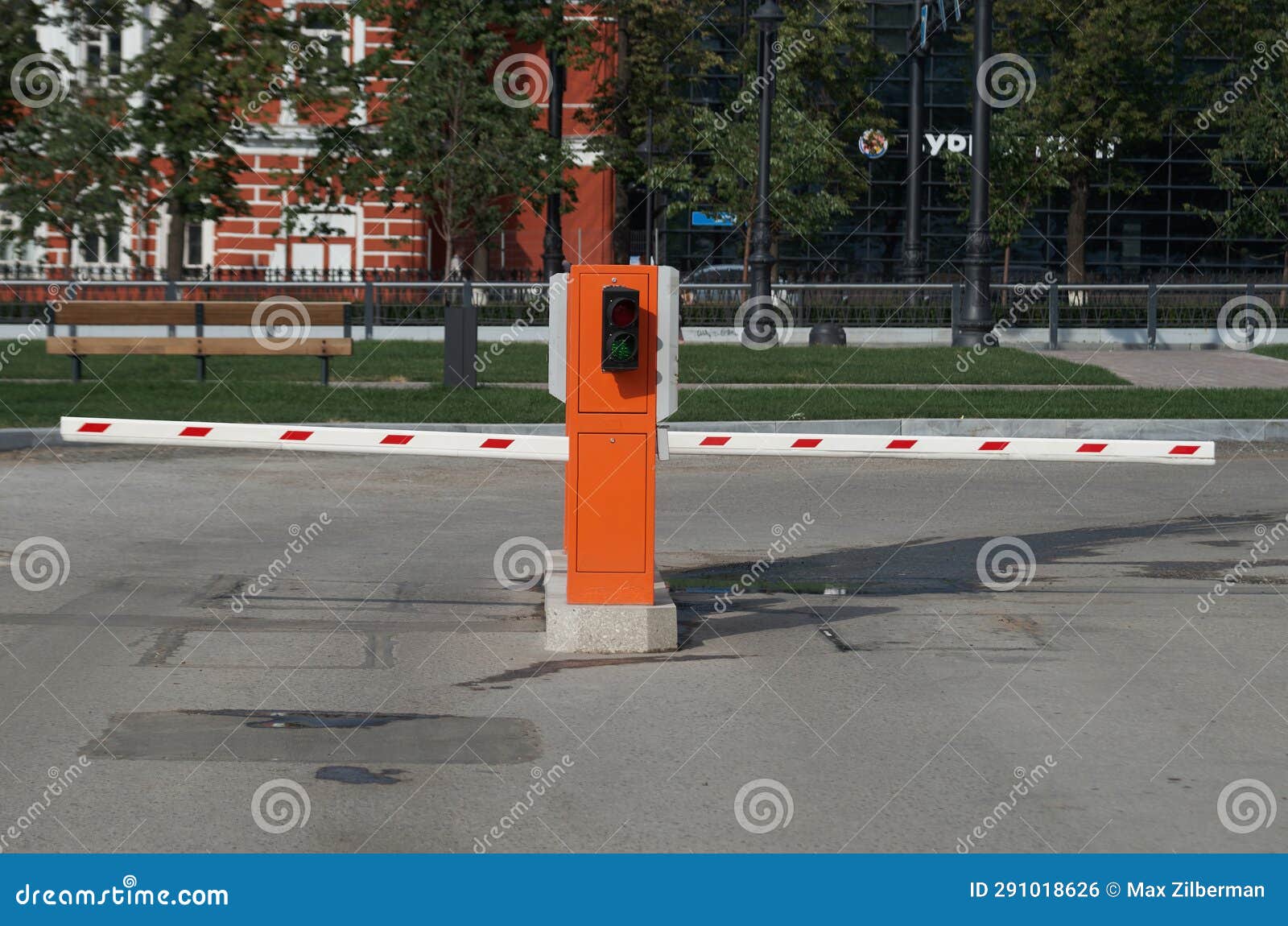 Two Barriers For Entry And Exit From Street Parking Stock Photography ...