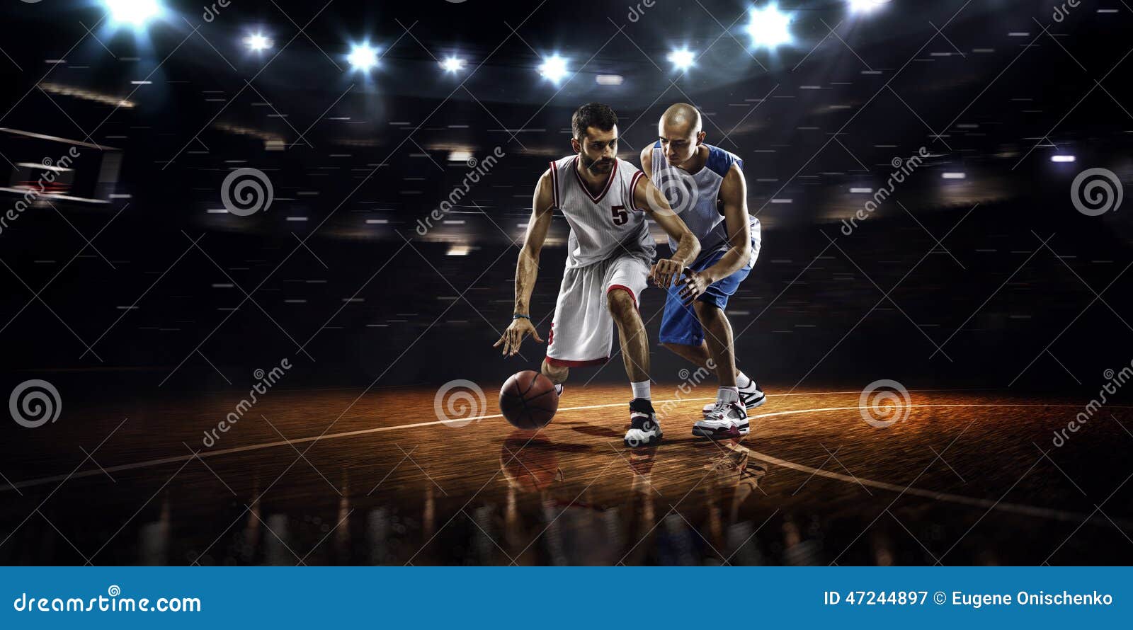 Two Basketball Players in Action Stock Image - Image of muscular ...