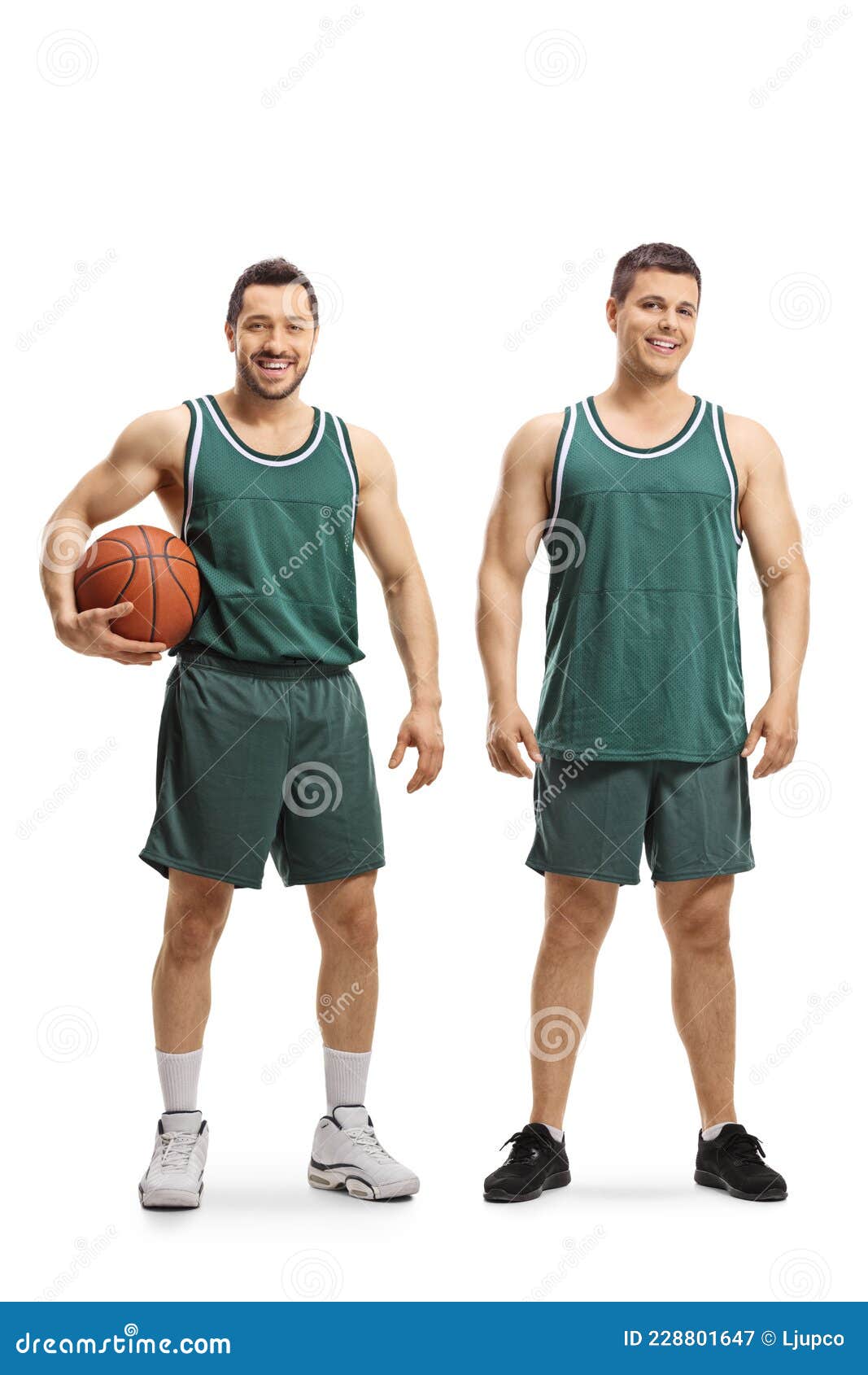 Two Basketball Players Posing with a Ball Stock Image - Image of ...