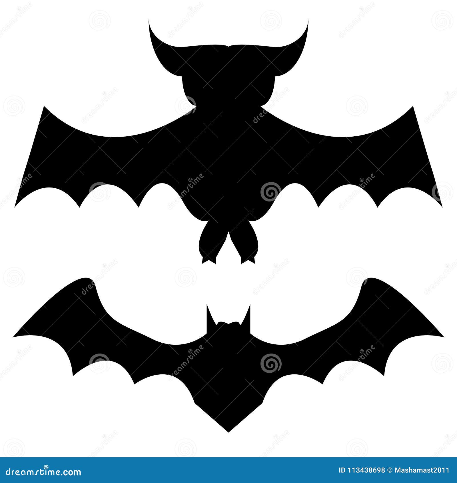 Two bats silhouettes stock vector. Illustration of black - 113438698