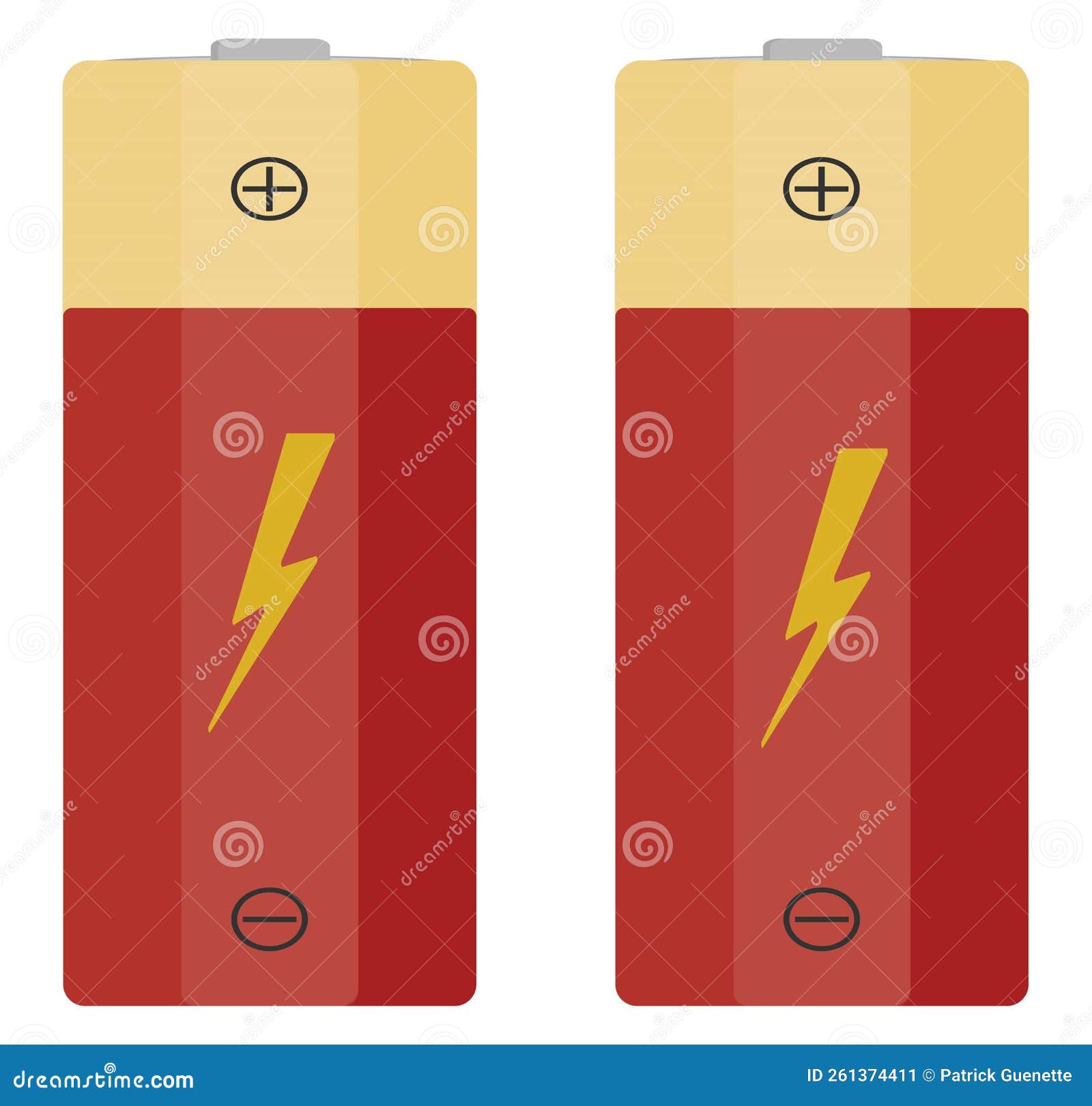Two batteries, icon stock vector. Illustration of technology - 261374411