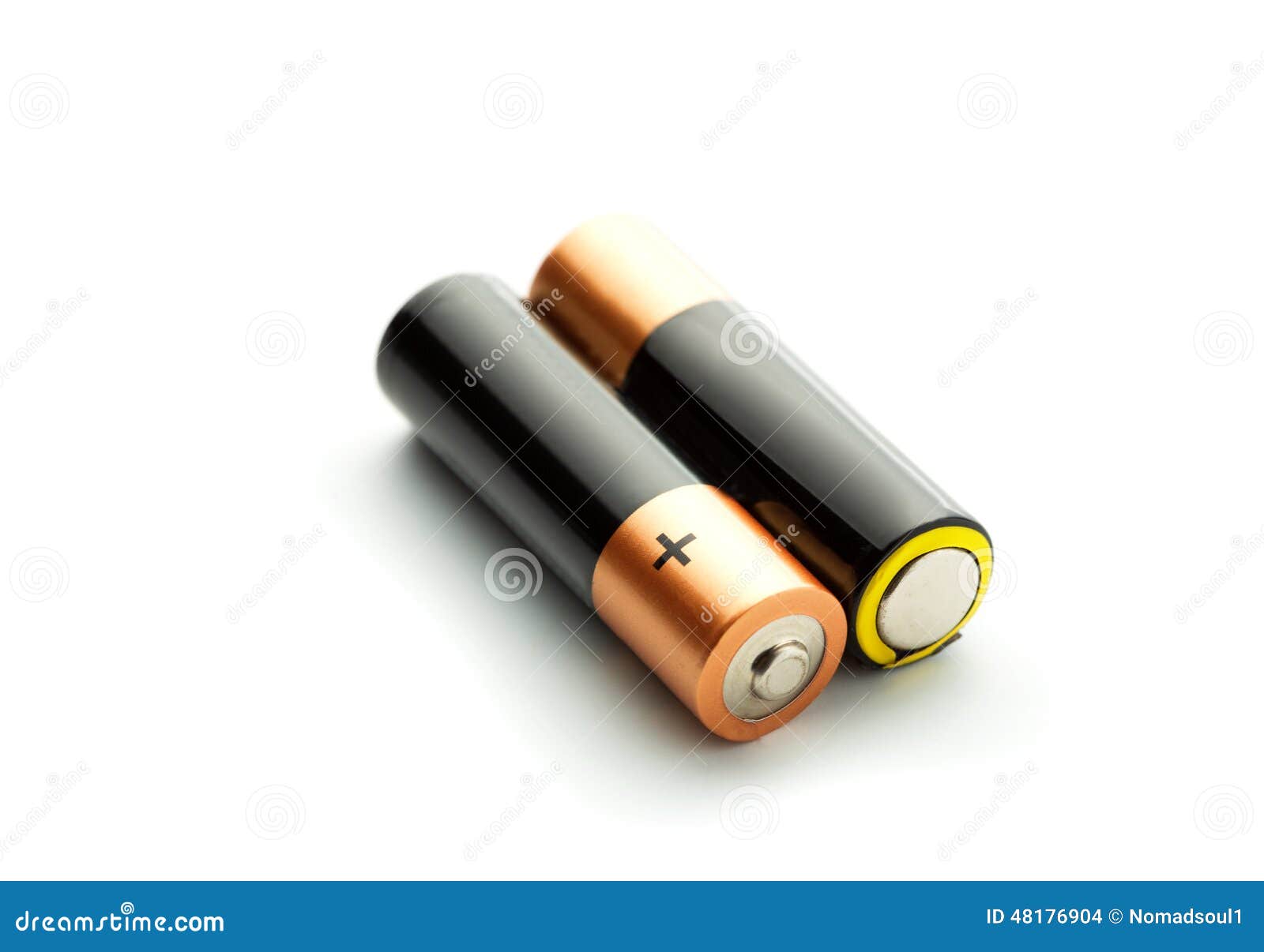 Two Batteries on a White Background Stock Photo - Image of negative ...