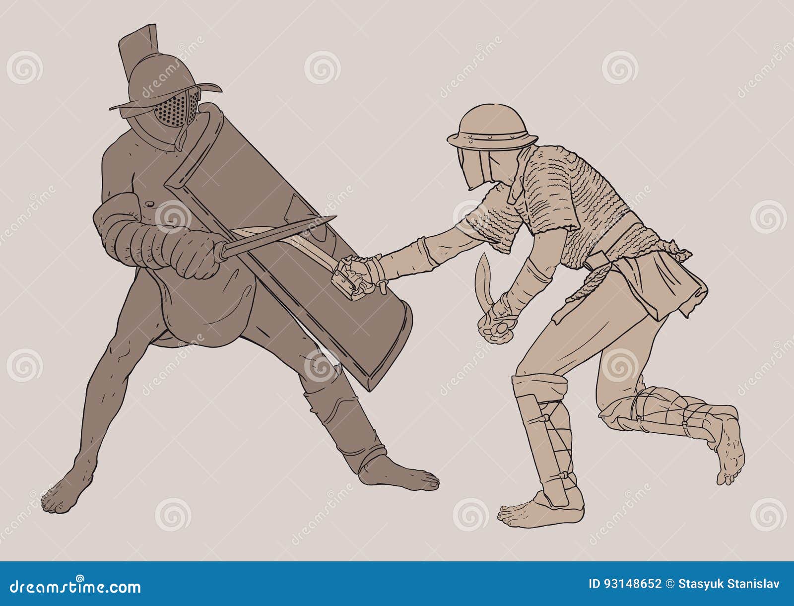 Two battling gladiators stock vector. Illustration of muscle - 93148652