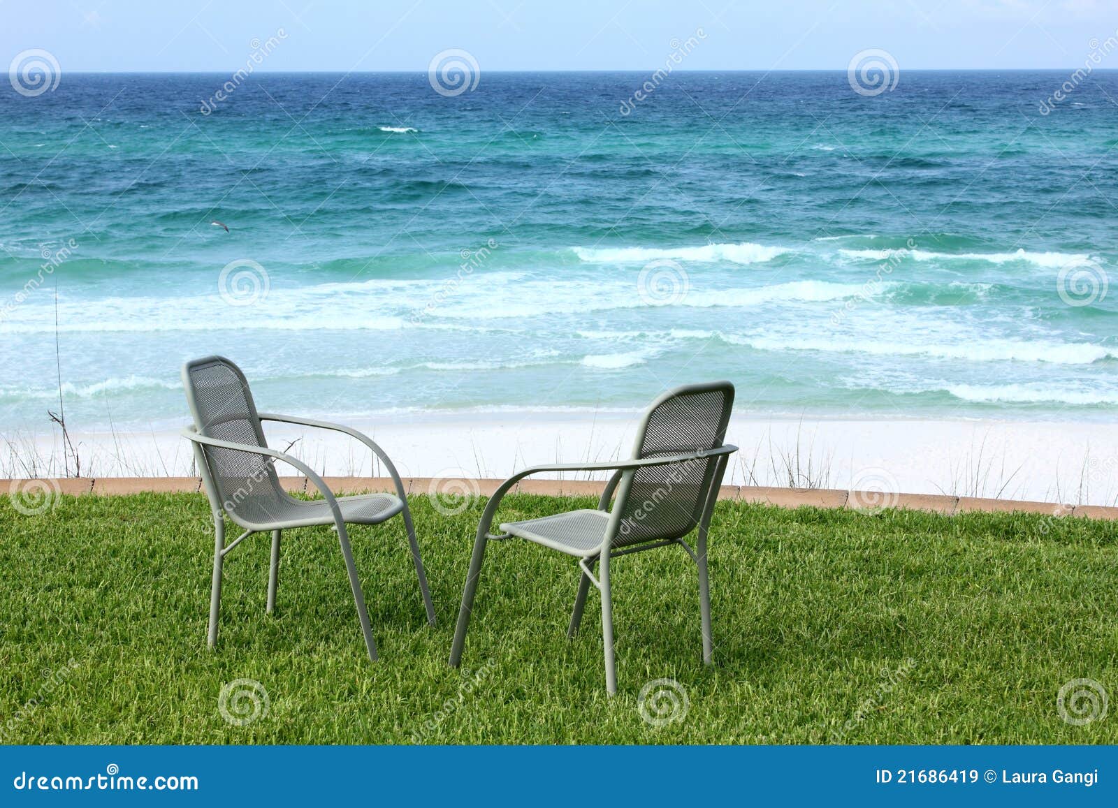 Two Beach Chairs with Ocean View Stock Image - Image of gulf, copy ...