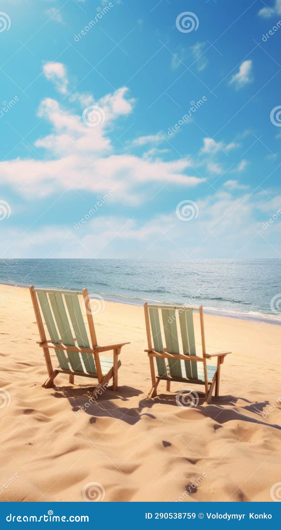 Two Beach Chairs Set Up on a Sandy Beach Stock Image - Image of ...