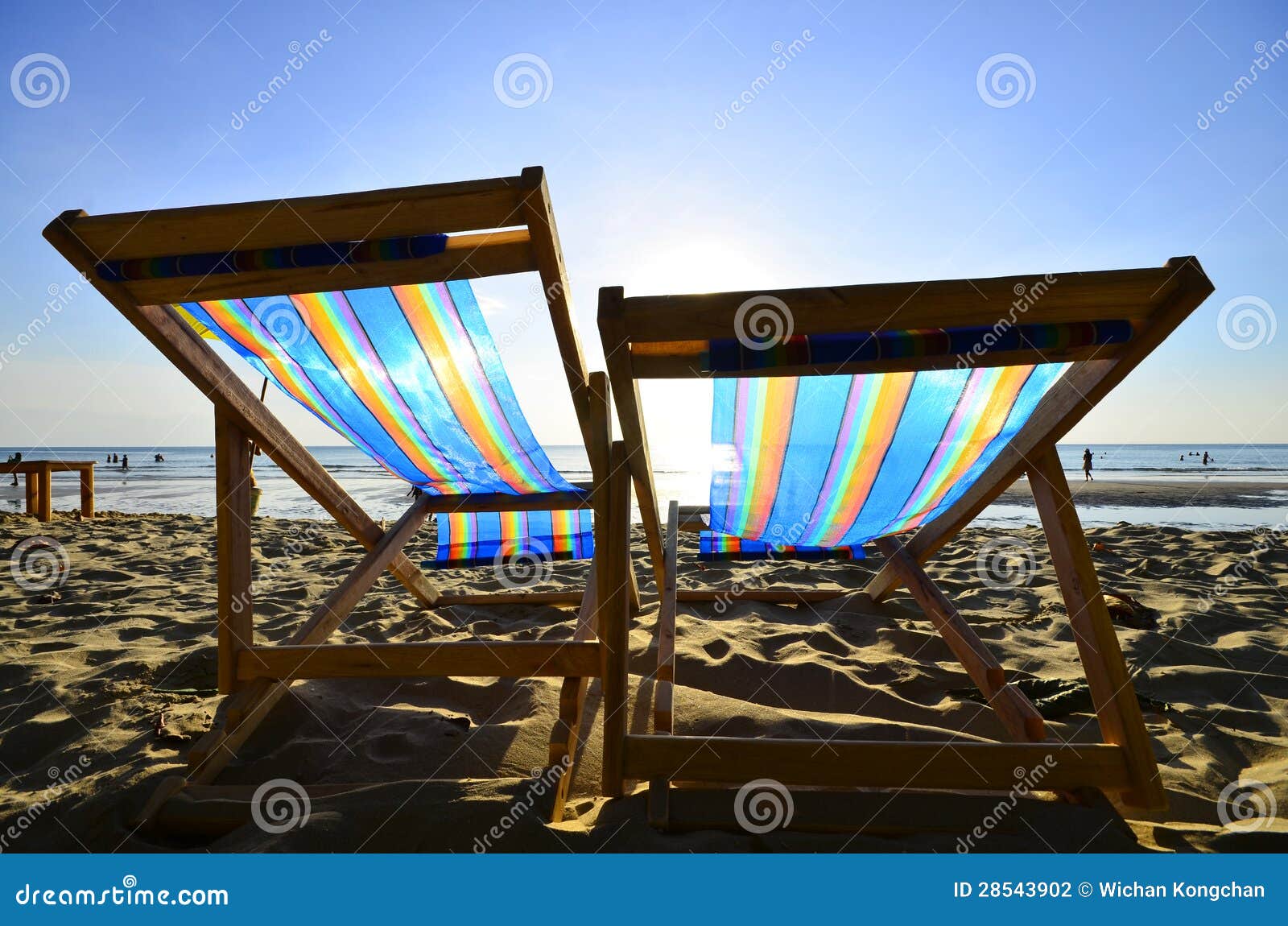 Two Beach Chairs at Sunset stock photo. Image of tourism - 28543902