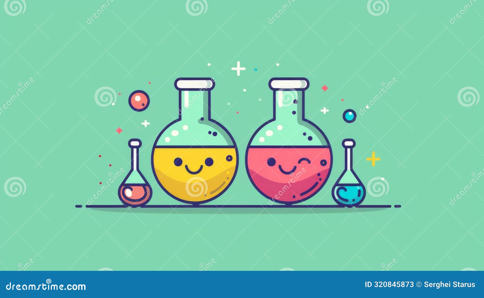 Two Beakers with Faces and Smiles on Them, AI Stock Illustration ...