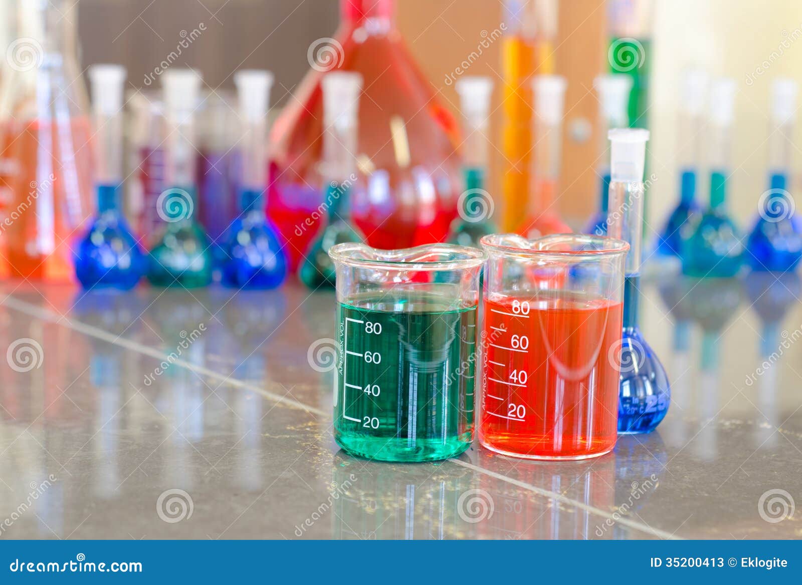 Two Beakers Filled with Chemicals Stock Image - Image of scientific ...