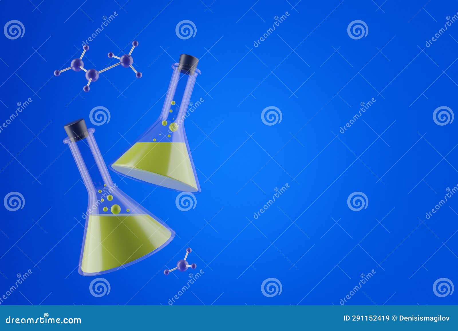 Two Beakers Over Blue Background, Chemistry Concept Stock Illustration ...