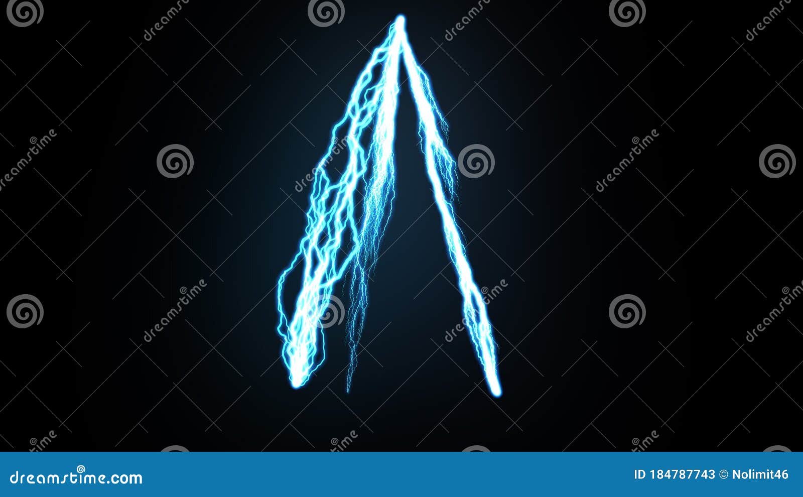 Two-beam Sparkling Thunder Lightning on the Dark. 3d Rendering ...
