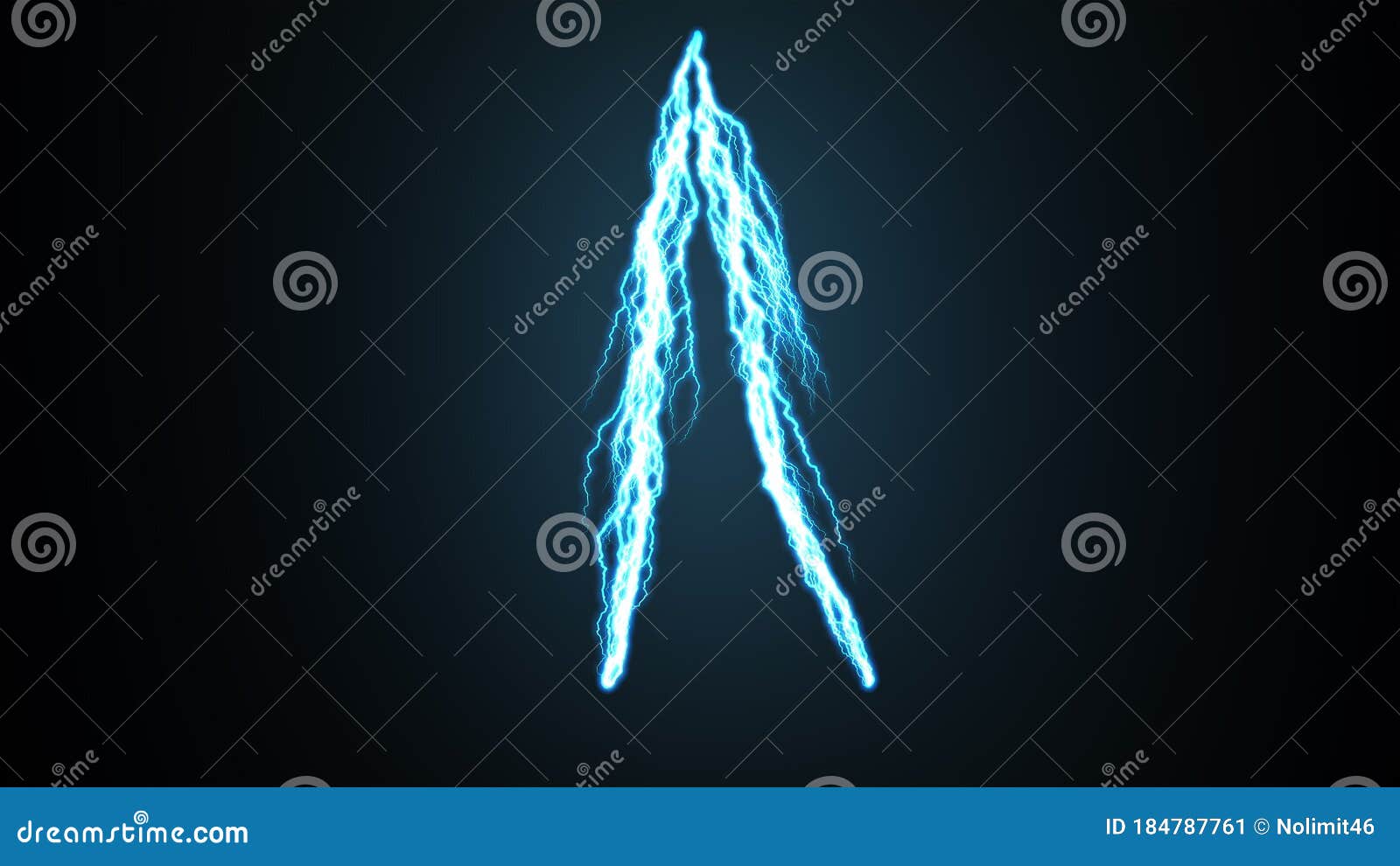 Two-beam Sparkling Thunder Lightning on the Dark. 3d Rendering ...