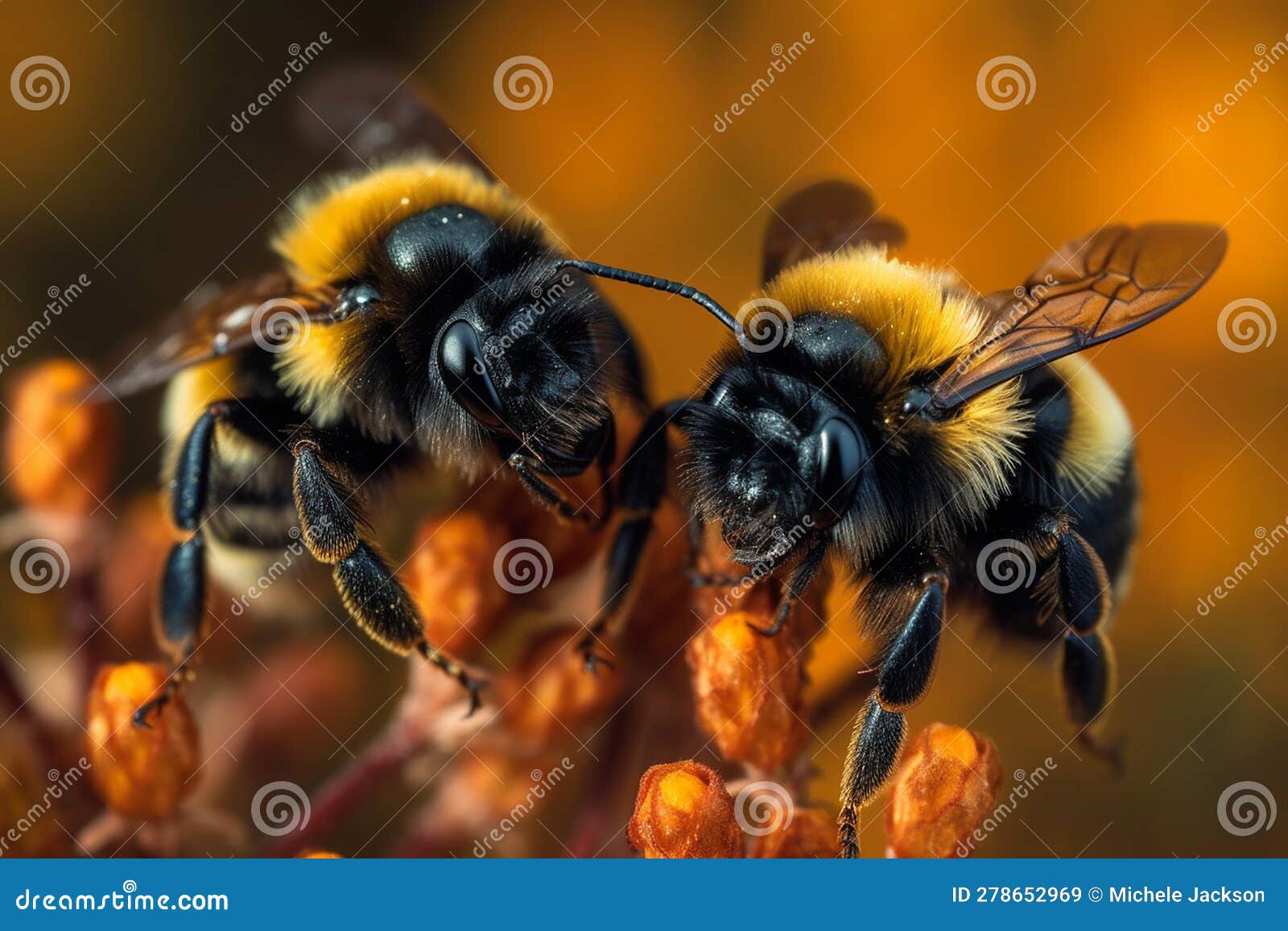 Generative Ai Illustration of a Pair of Bees Stock Illustration ...