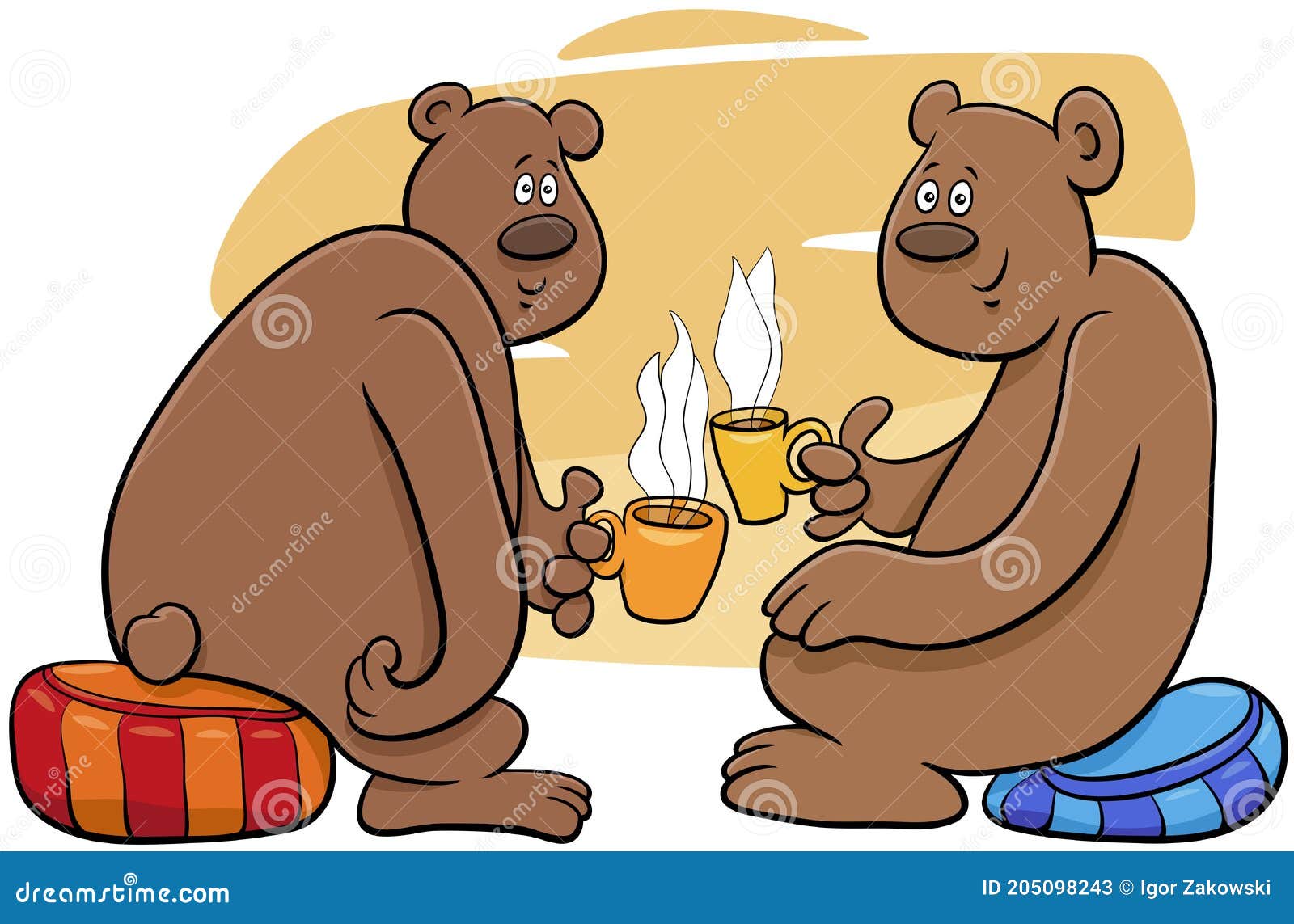 Two Bears Drinking Tea Cartoon Illustration Stock Vector - Illustration ...