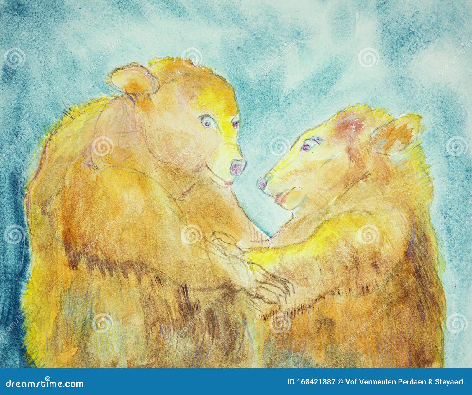 Two Bears Having a Conversation. Stock Image - Image of claw, artistic ...