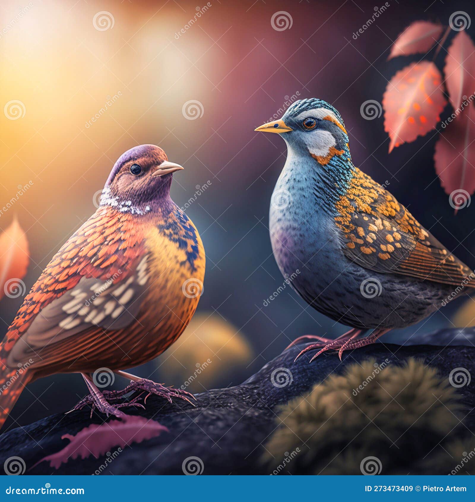 Two Beautiful Birds, Generative AI Stock Illustration - Illustration of ...