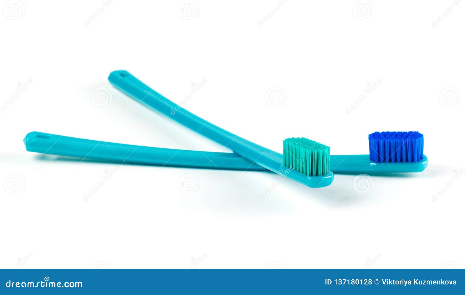 Two Beautiful Blue Toothbrushes. Close Up Stock Photo - Image of health ...