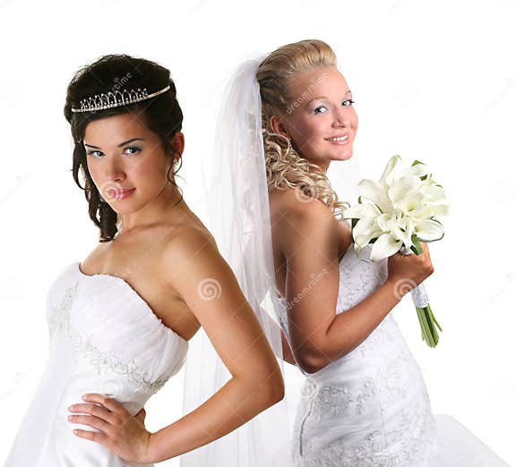 Two beautiful brides stock photo. Image of newlywed, luxury - 13728290