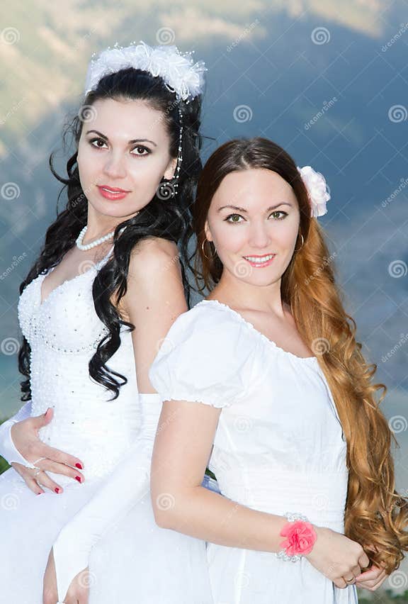 Two beautiful brides stock photo. Image of girl, adult - 21134712
