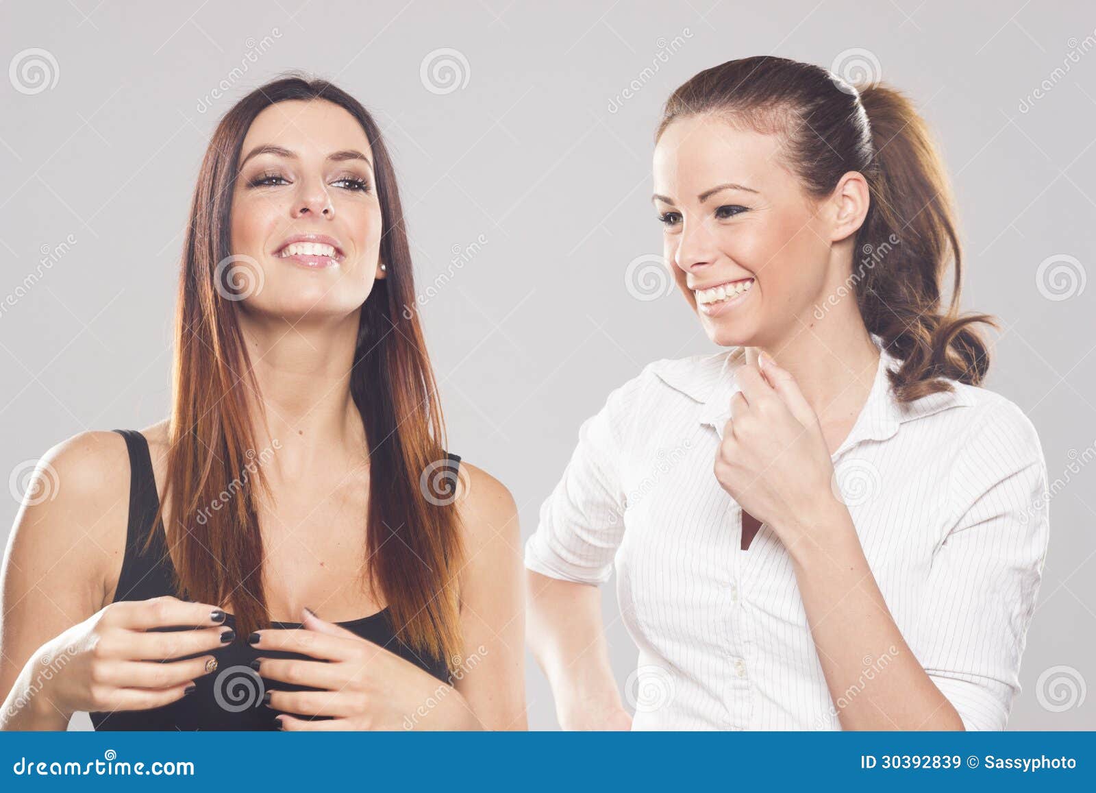 Two Beautiful Business Women on Studio Background Stock Image - Image ...