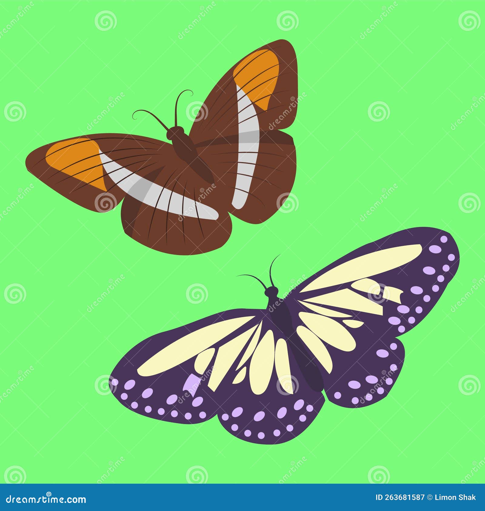 Two Beautiful Butterfly Vector Art. Stock Vector - Illustration of ...