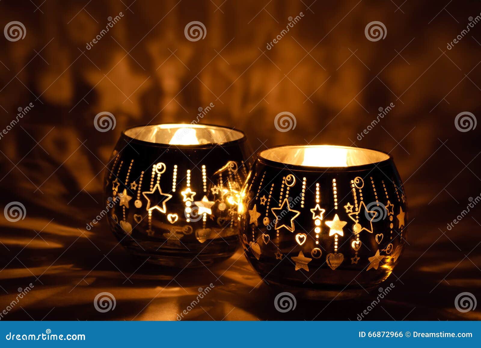 Two Beautiful Candlesticks with Lighted Candles Stock Photo - Image of ...