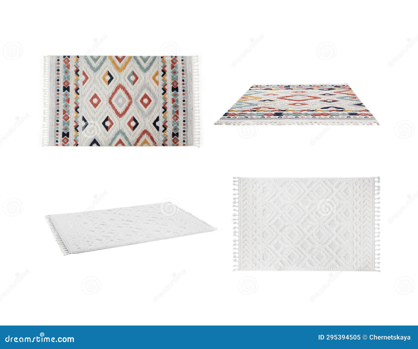 Two Beautiful Carpets Isolated on White, Set Stock Image - Image of ...