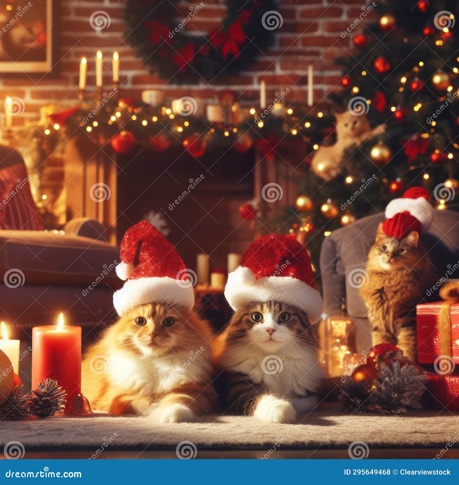 Beautiful Cats Friends Forever White Background. Greetin Card Vector ...