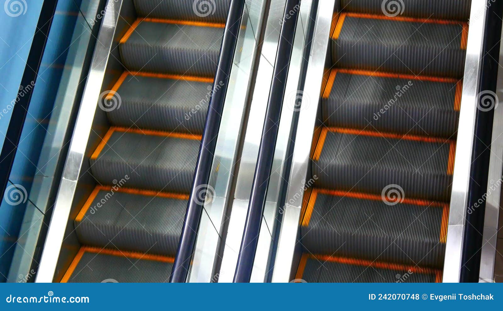 Close-up of Two Beautiful Escalator Tracks Moving Reversible Stock ...