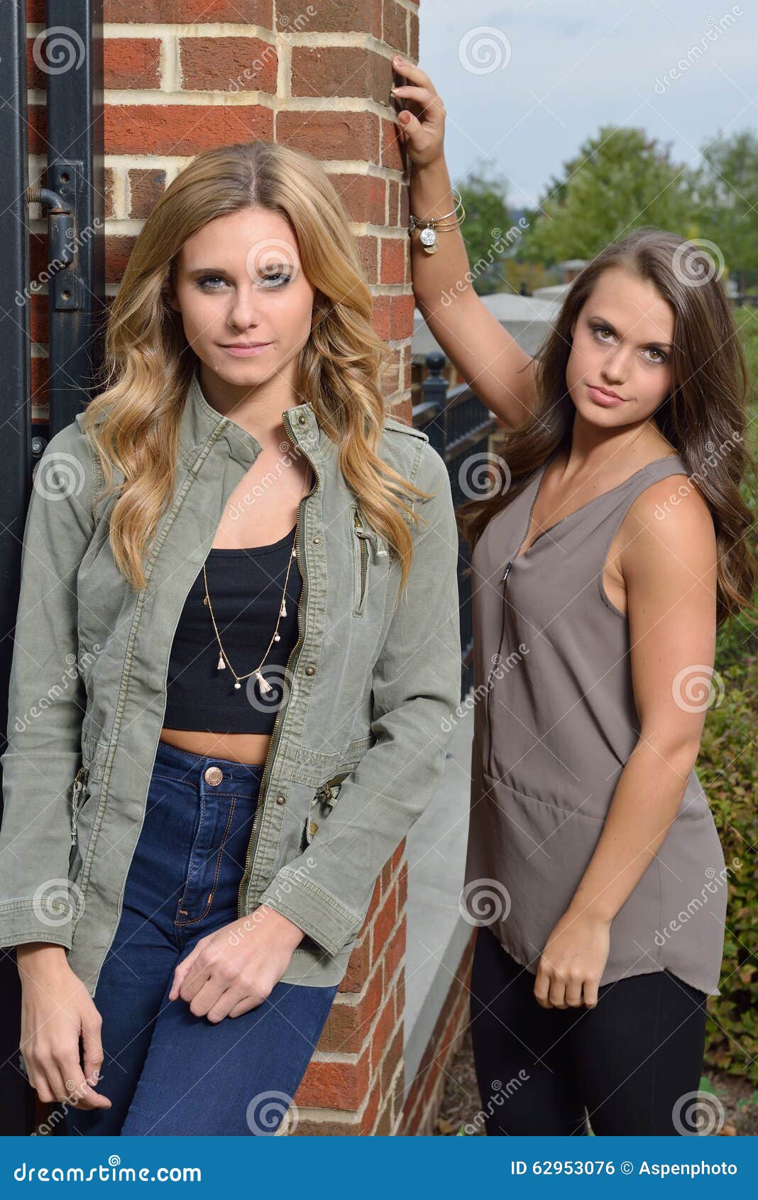 Two Beautiful Female Models Pose Stock Photo - Image of girls ...