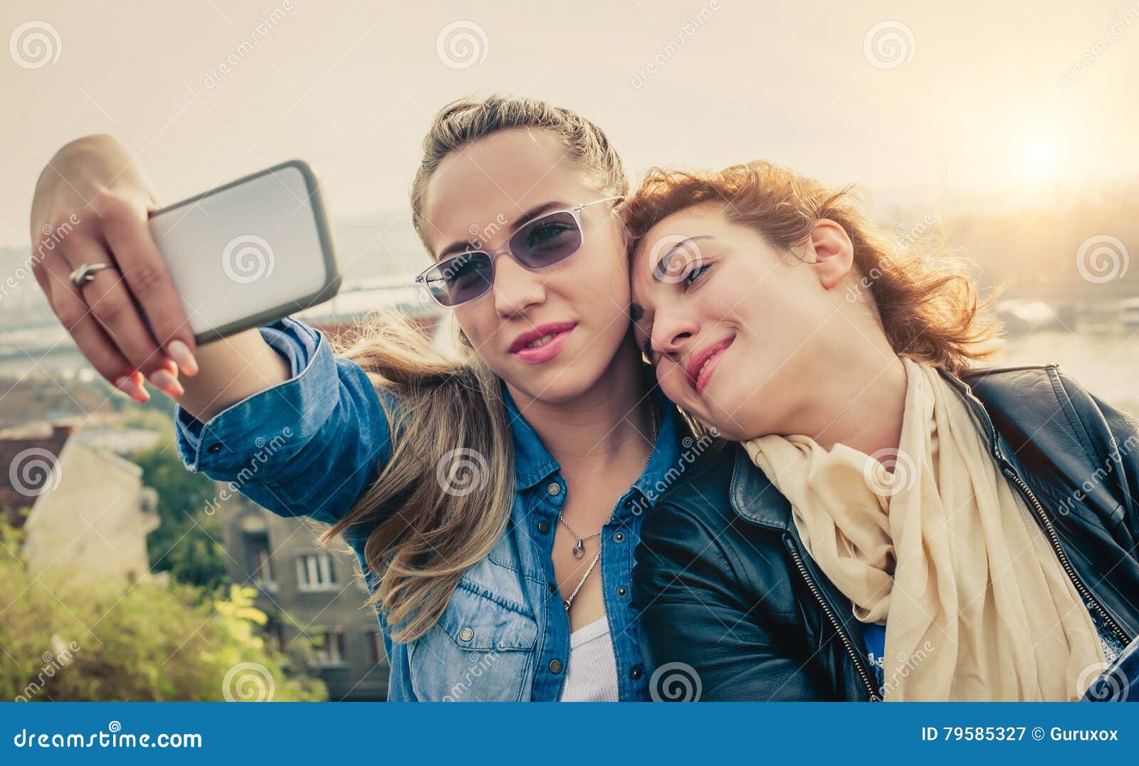Two Beautiful Friends Making Selfie Stock Image Image Of Friend