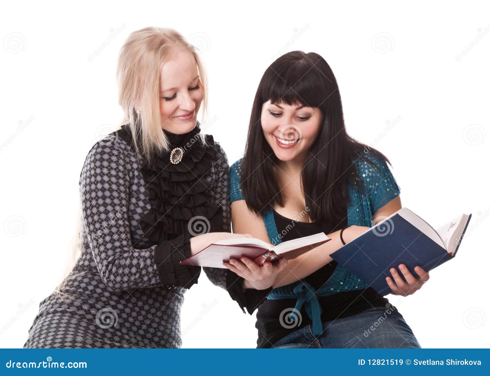Two Beautiful Girls with Books Stock Image - Image of girl, book: 12821519