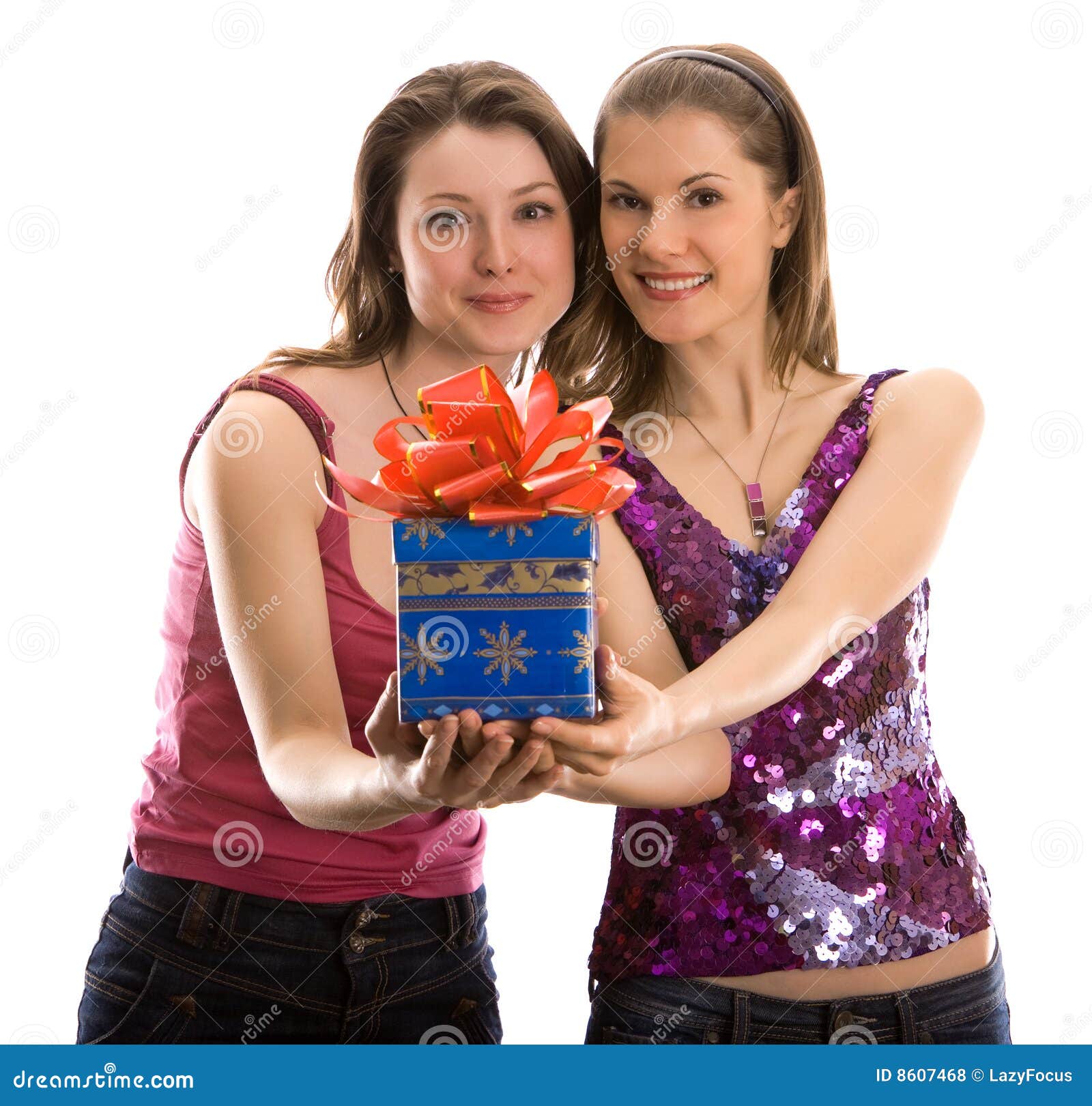 Two Beautiful Girls Celebrating Stock Photo - Image of meeting ...