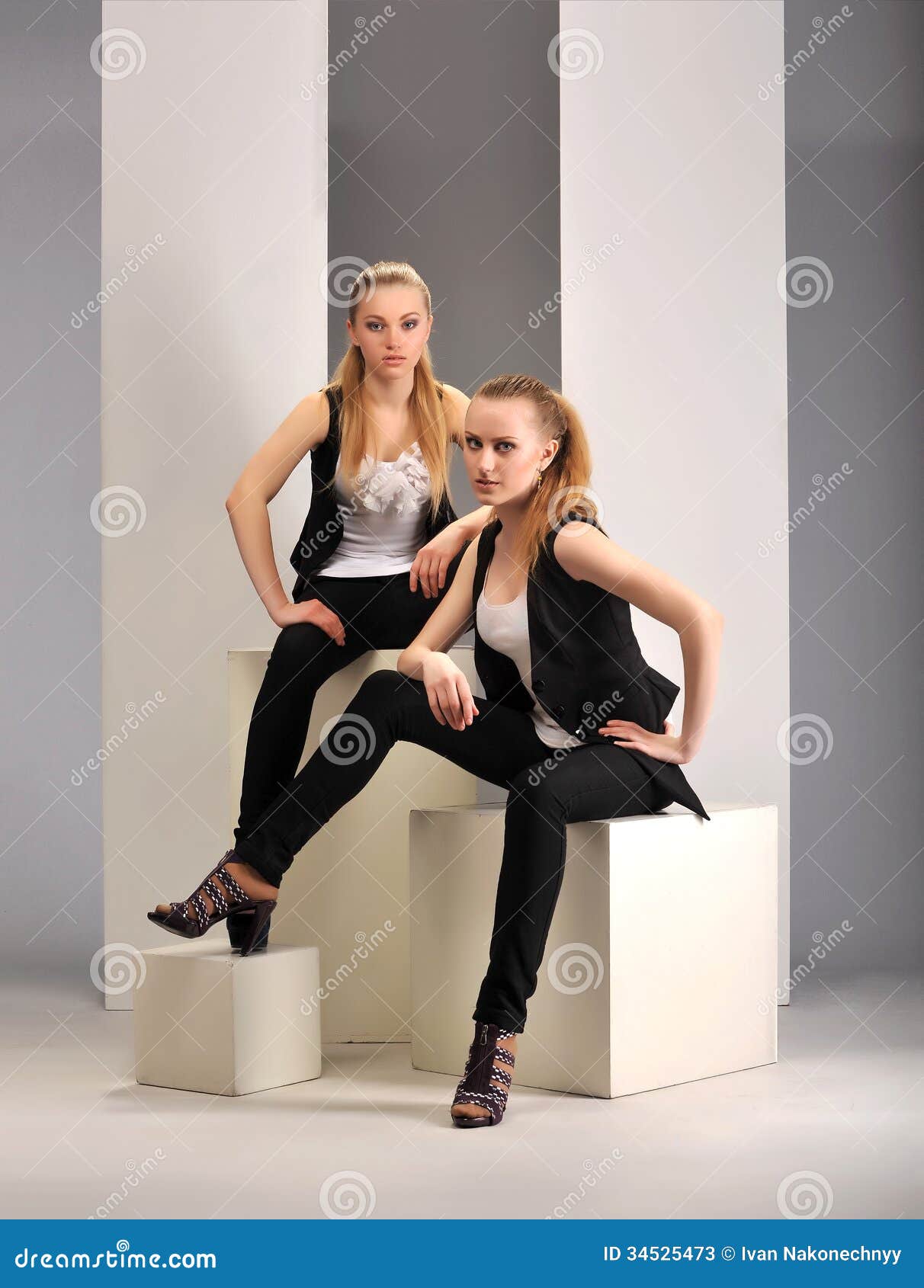 Two beautiful girls model stock image. Image of high - 34525473