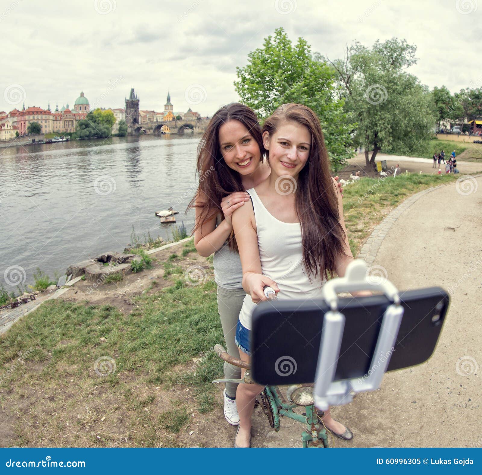 Two Beautiful Girls Taking A Selfie Stock Image Image Of Phone
