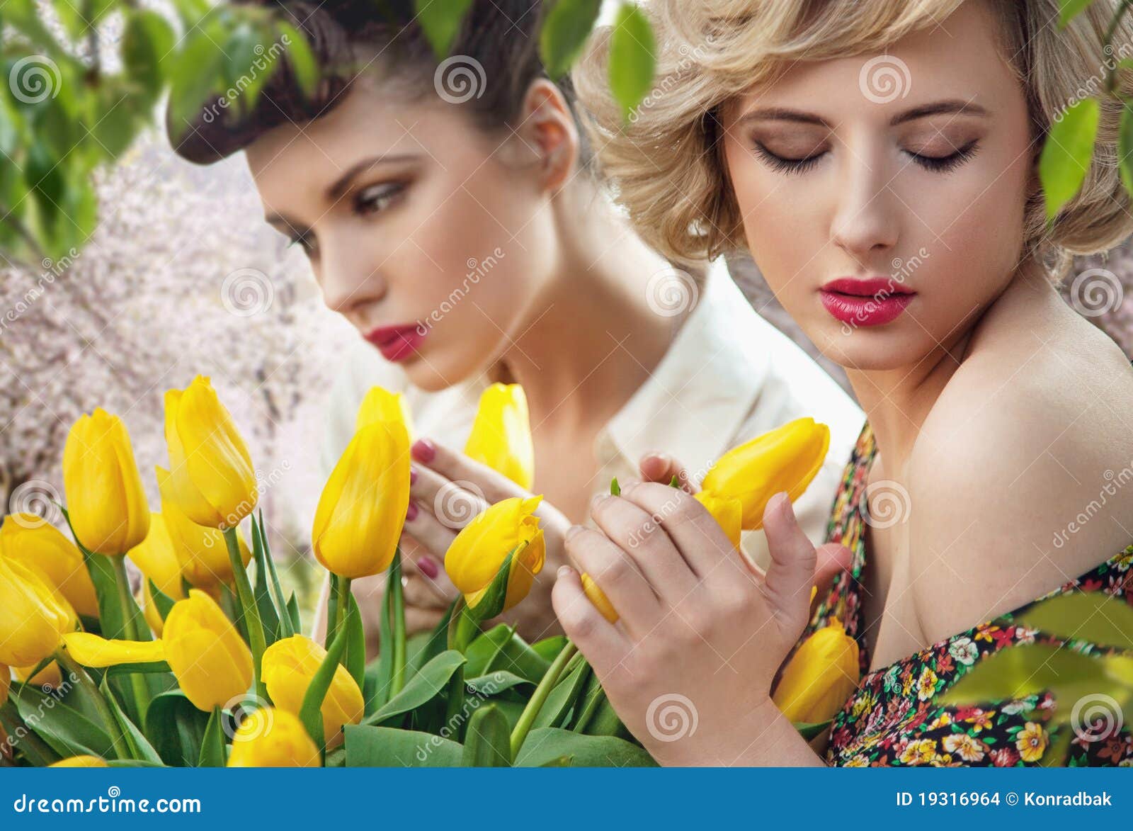 Two beautiful ladies stock photo. Image of hair, closeup - 19316964