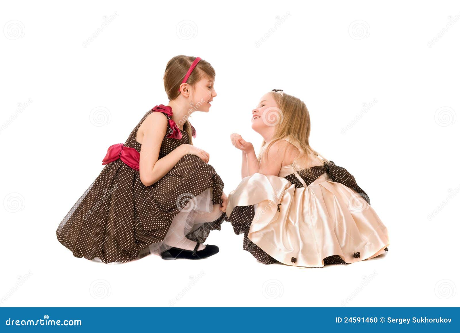 Two Beautiful Little Girls Talking Stock Photo - Image of brown ...